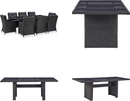 vidaXL 9-delige Tuinset poly rattan zwart - Tuintafel En Stoel ...