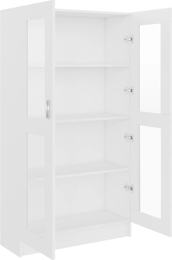 vidaXL Vitrinekast 82-5x30-5x150 cm spaanplaat wit - Kast - Inclusief ...