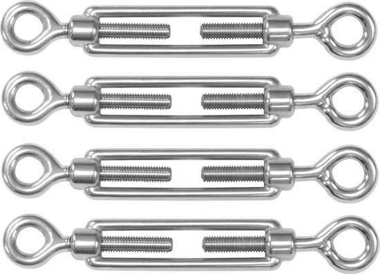 AMIG Spanschroeven/draadspanner met oog/oog - 4x - 11cm - 316L RVS ...