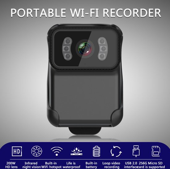 Narvie Ultra Mini Body Camera met WiFi - 32 GB SD kaart - Nachtzicht | bol