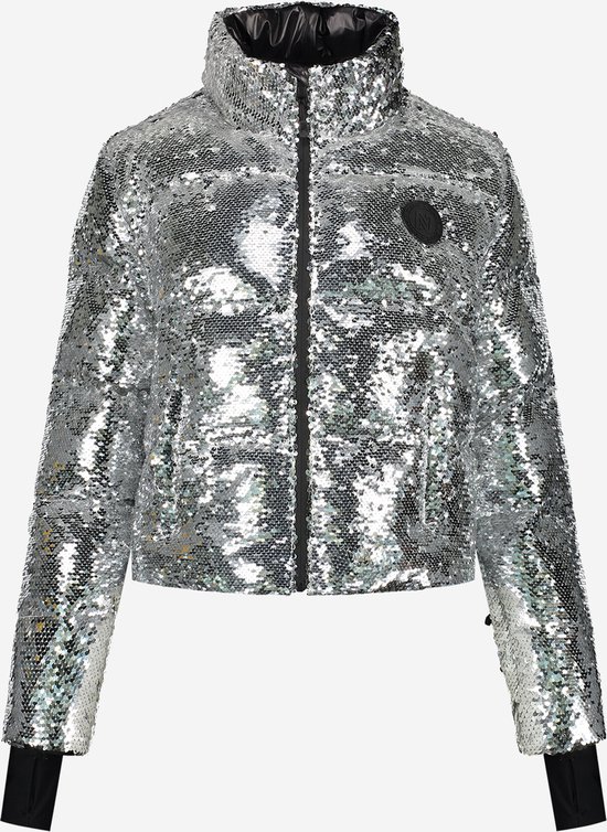 Nikkie Sequin Ski Jacket - Wintersportjas Voor Dames - Zilver - 36 | bol