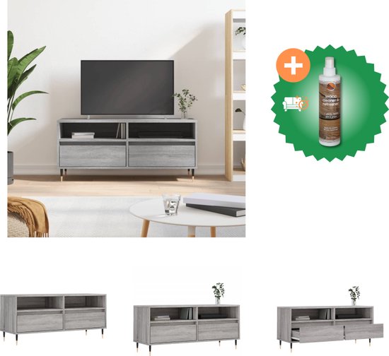 vidaXL Tv-meubel 100x34-5x44-5 cm bewerkt hout grijs sonoma eikenkleur ...