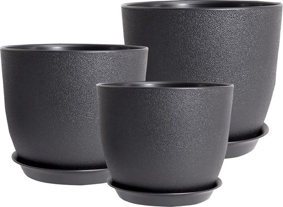 Kunststof bloempotten, bloempotten met onderzetter en drainagegaten ...