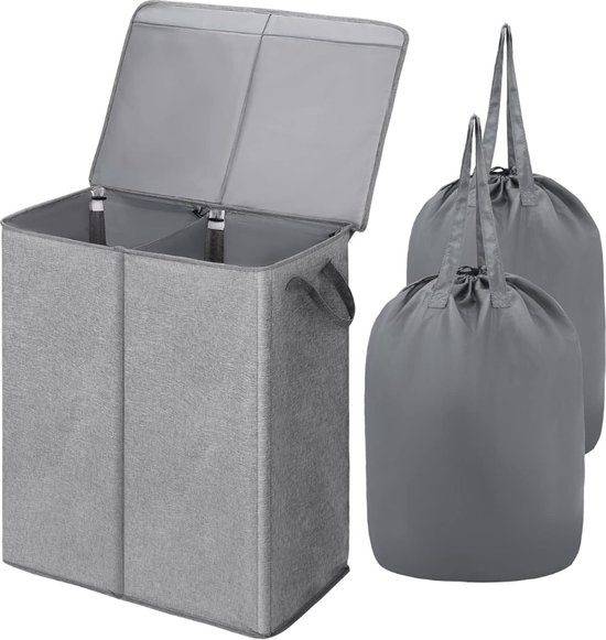 Dubbele Wasmand - Wasmand 2 Vakken - Laundry Bag | bol