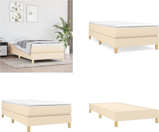 vidaXL Boxspring met matras stof crèmekleurig 100x200 cm - Boxspring ...