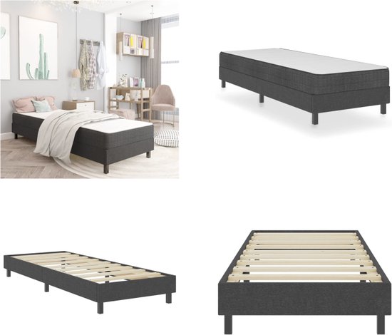 vidaXL Boxspring stof donkergrijs 90x200 cm - Boxspring - Boxsprings ...