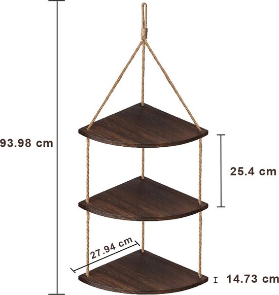 Houten Hoekplank - Wandschap - Zwevenede Wandplank Hoek - 94x28cm | bol