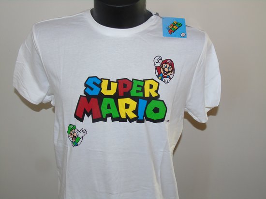 Super Mario - T-shirt - Wit Luigi en Mario - L | bol