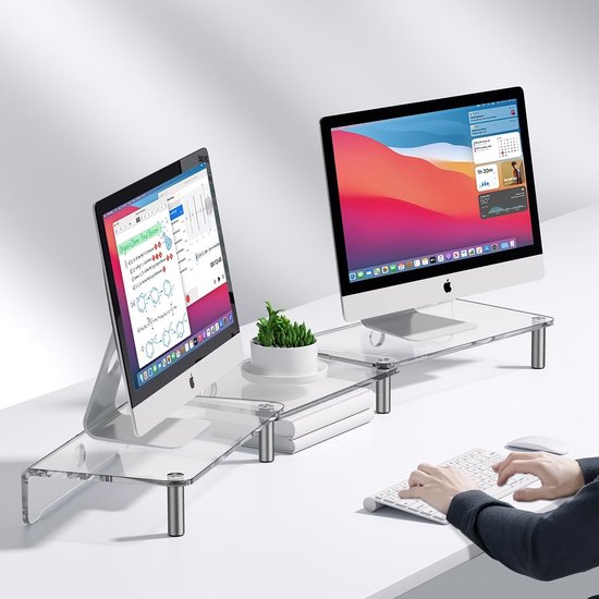 Monitorstandaard verhoger, metalen computerstandaard - Dual Monitor ...