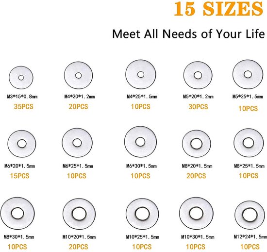 Roestvrijstalen Platte Ringen met Opbergdoos - 230 Stuks 7 ...