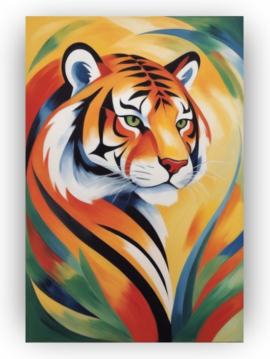 Tijger Franz Marc schilderij - Tijger schilderij - Schilderij op glas Franz Marc -... | bol