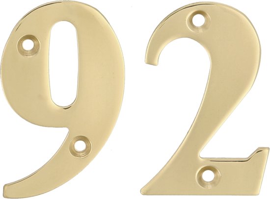 AMIG Huisnummer 92 - massief messing - 5cm - incl. bijpassende ...