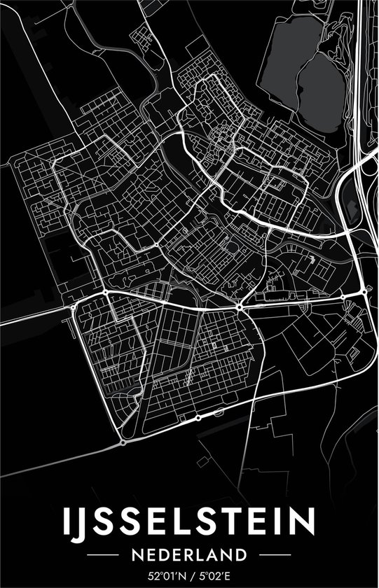 Ijsselstein Poster - Zwart - Ijsselstein Map - Kaart van Ijsselstein ...