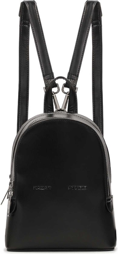 Small black rigid leather backpack | bol