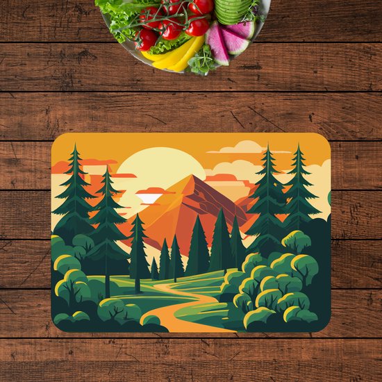 BWK Flexibele Placemat - Getekend - Weg door Bos naar Berg - Set van 2 ...