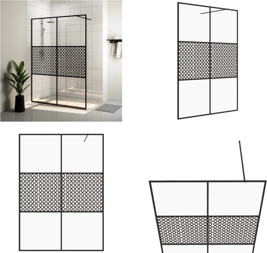vidaXL Inloopdouchewand 140x195 cm ESG-glas transparant en zwart ...