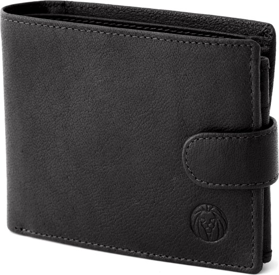 Lucleon California zwarte ergonomische leren portemonnee voor heren | bol