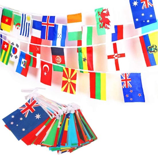 Allecto Plus - Bunting Banner met 200 Internationale Vlaggen - 50 Meter - Decoraties... | bol