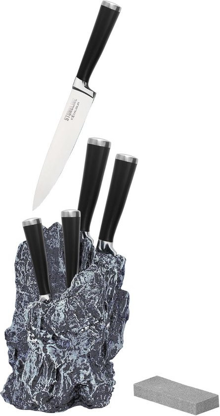 7-delig Rvs Messen Set met Messenblok - Ergonomische en Scherpe ...