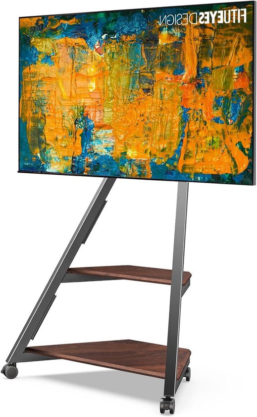 Mobile Wheeled TV Stand with 2 Shelves for 32 43 55 65 Inch Screen ...