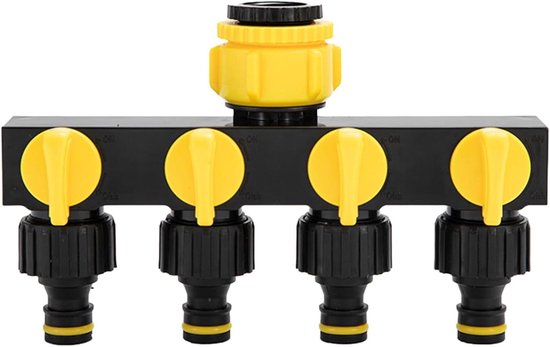 JGS Premium - 4-weg Ventiel Waterverdeler met Kraan Tuinslangen Splitser - Tuin... | bol