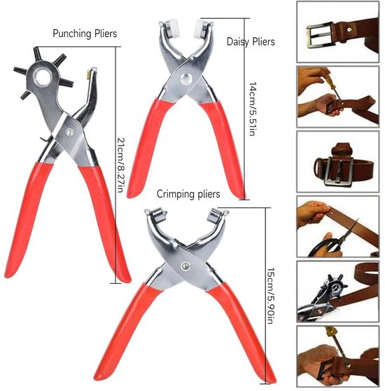 TRANKIELO® - Set van 3 Stuks Professionele Oogjestang – Leer Pons Set ...