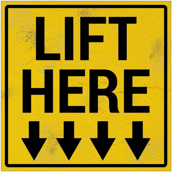 Lift here bord - Sign Again materiaal - 40 x 40 cm | bol