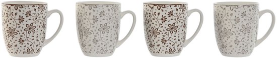Home ESPRIT Blommor - Mokken set van 4 - Bruin - Beige - 4 x 340ml | bol