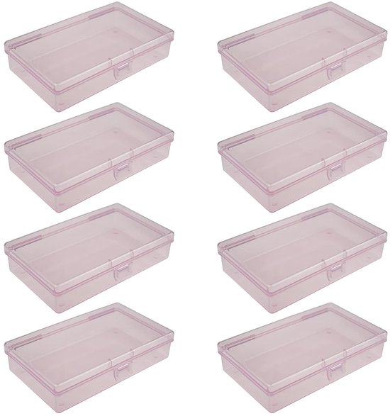 Rechthoekige plastic opbergdozen - duurzaam en transparant - set van 8 ...