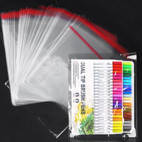 TRANKIELO® – Set van 300 Transparante OPP Cellofaanzakjes – Zelfklevend ...