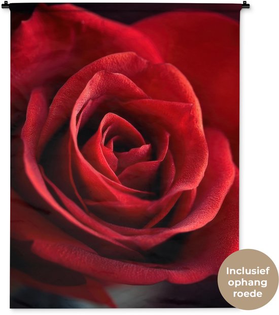 Wandkleed 120x160 cm - Wanddoek Rood - Roos - Romantisch - Wandtapijt ...
