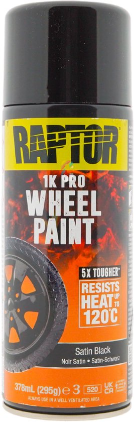 Raptor Wheel Paint - Velgen Verf ZWART ZIJDEGLANS spuitbus 400ml | bol