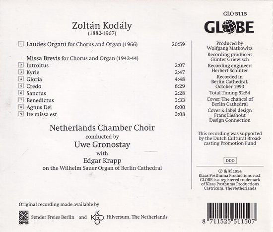 Kodály - Zoltán Kodály - Netherlands Chamber Choir o.l.v. Uwe Gronostay ...