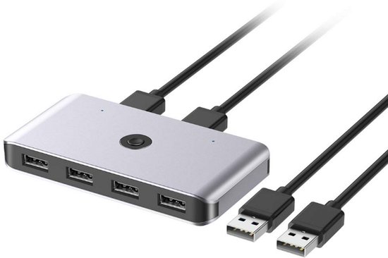 USB Switch Selector - 4 in 2 Out - KVM Switcher Box 2.0 voor 2 PC's | bol