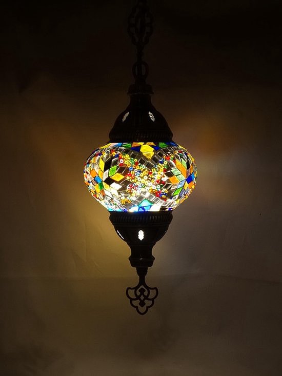 Oosterse lamp - hanglamp multicolour - 1 stuk - handgemaakt met mozaïek ...