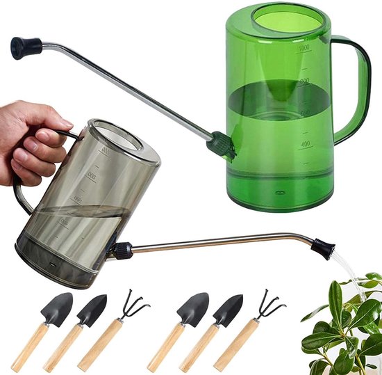 Kamerplanten gieter, 2 stuks, 1 l - Roestvrijstalen lange uitloop, mini-gieter voor... | bol