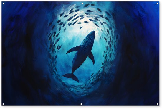 Tuinposter 180x120 cm - Tuindecoratie Walvis - Vissen - Donkerblauw ...