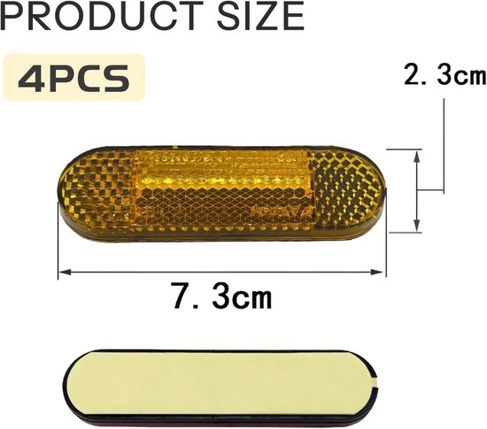 4 stuks reflectoren voor fiets en scooter - Gele rechthoekige ...