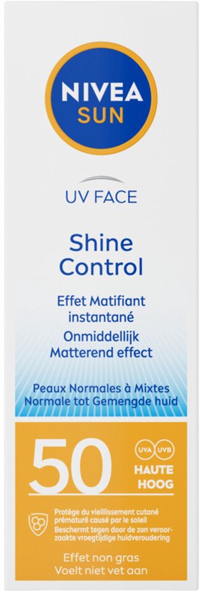 NIVEA Sun Shine Control Zonnecrème Gezicht SPF 50 - 2 x 50 ml - Voordeelverpakking | bol