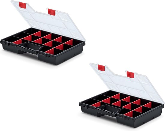 Dubbelzijdige assortimentsdoos, 390 x 290 x 130 mm, met 30 verstelbare ...