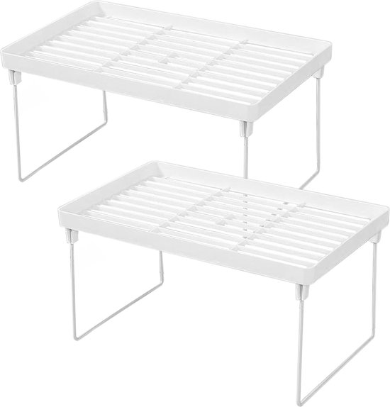 Set van 2 kleine planken, desktop-organizer, staand rek, stapelrek ...