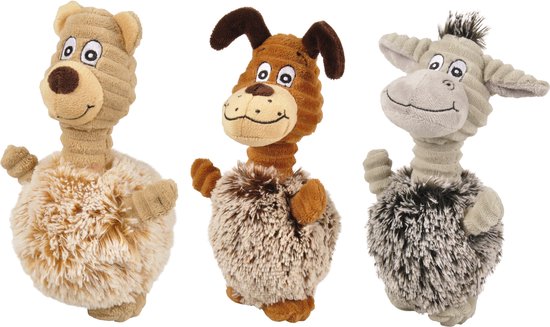 Flamingo Hondenspeelgoed Beer/ezel/hond met Bal - Bruin - | bol