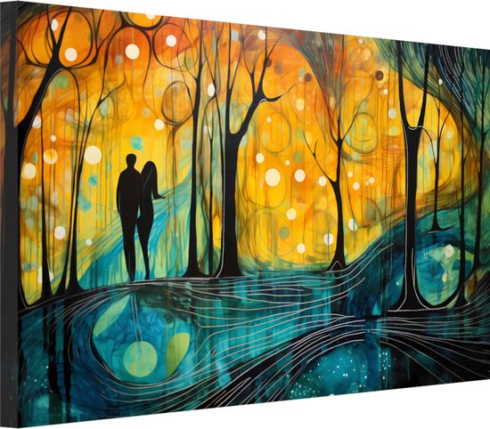 Vrouw man schilderijen - Silhouet schilderijen - Canvas schilderij Figuur - Modern... | bol