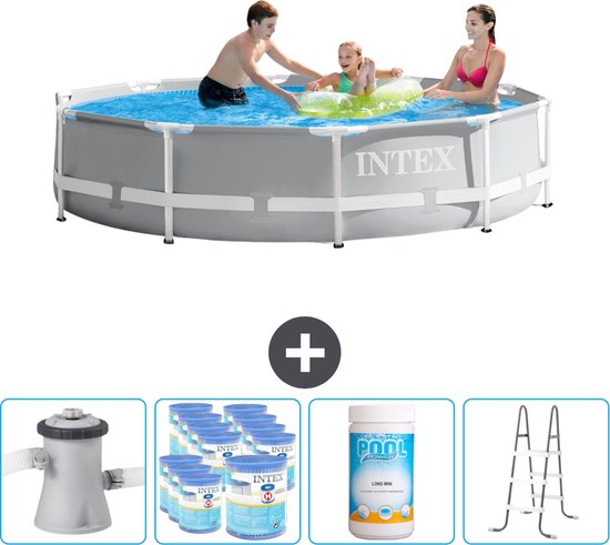 Intex Rond Prism Frame Zwembad - 305 x 76 cm - Grijs - Inclusief Pomp ...