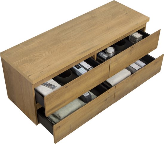 Badplaats Wastafel Onderkast Angela 140 x 48 cm - Eiken - Hangend ...
