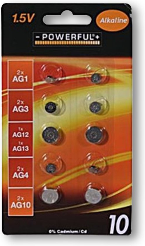 Knoopcel batterij 10 stuks - Alkaline en Lithium - Cadmiumvrij - 1.5V - Kantoor & School | bol