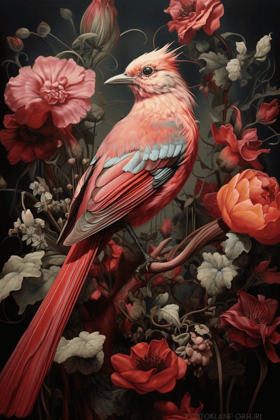 Rode Vogel Poster | Dierenposter | Natuurposter | Kleurenposter ...