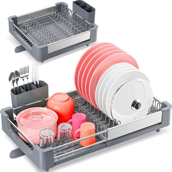 Uitbreidbaar afdruiprek, afdruiprek, aluminium afdruiprek, verstelbare ...