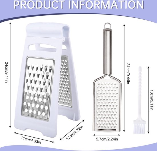 2 stuks rasp voor groenten, 1 opvouwbare groenterasp en 1 kleine ...