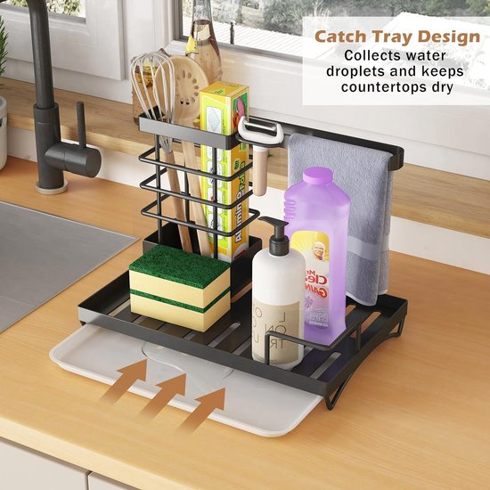 COVAODQ Aanrecht Caddy Organizer, Sponshouder voor Gootsteen Netjes ...